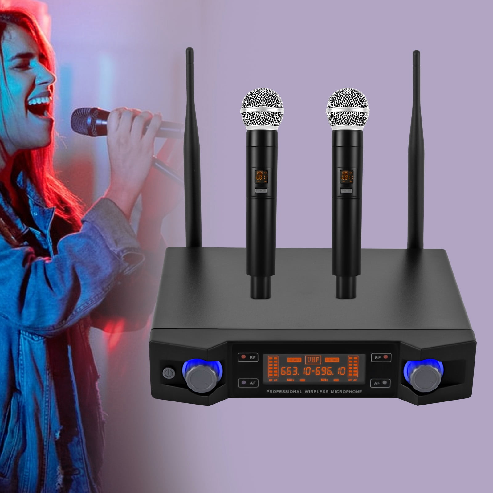 YIYIBYUS Dual-Channel UHF Wireless Microphone System for Singing, Home ...
