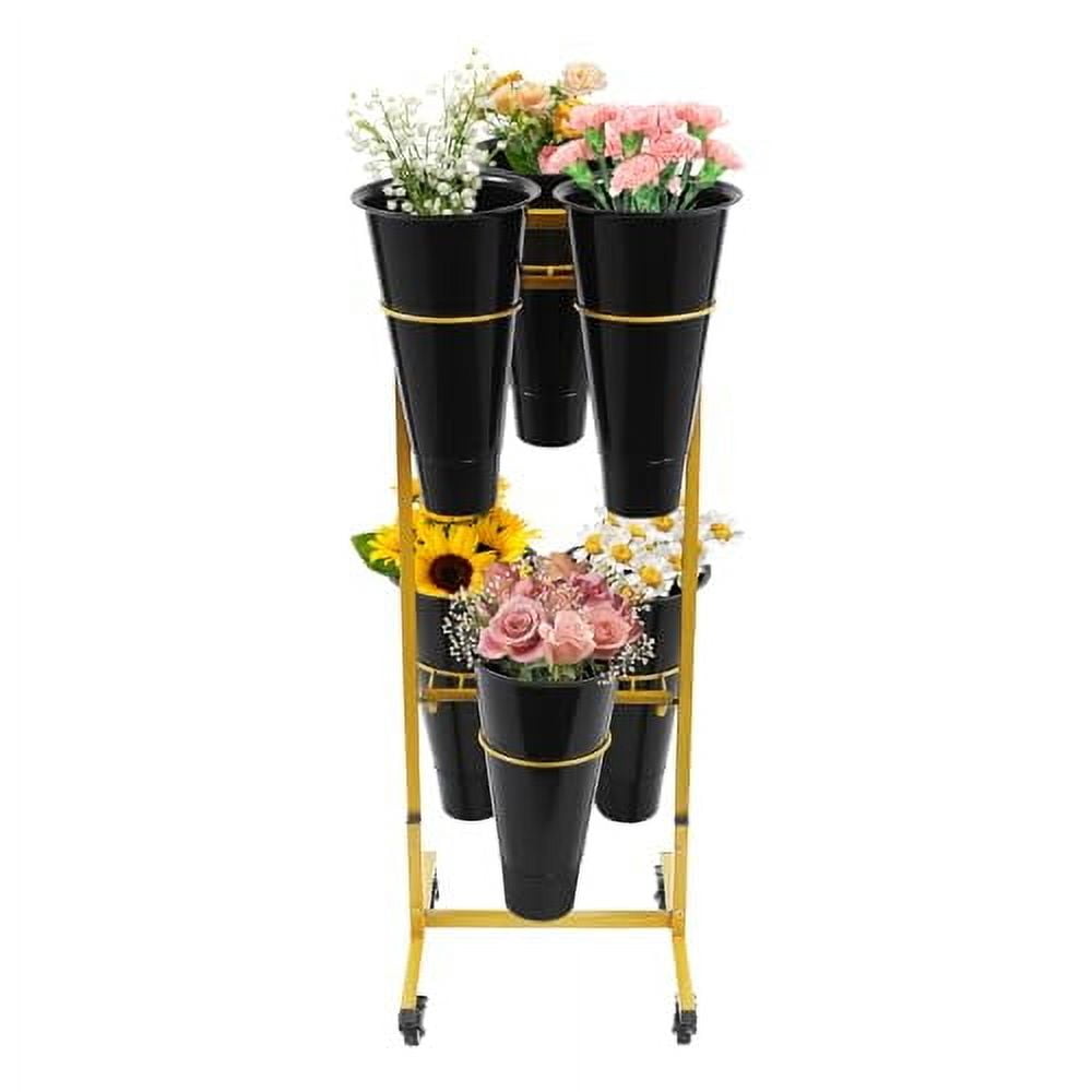 YIYIBYUS Flower Display Stand with Wheels, 2 Layers Plant Cart with ...