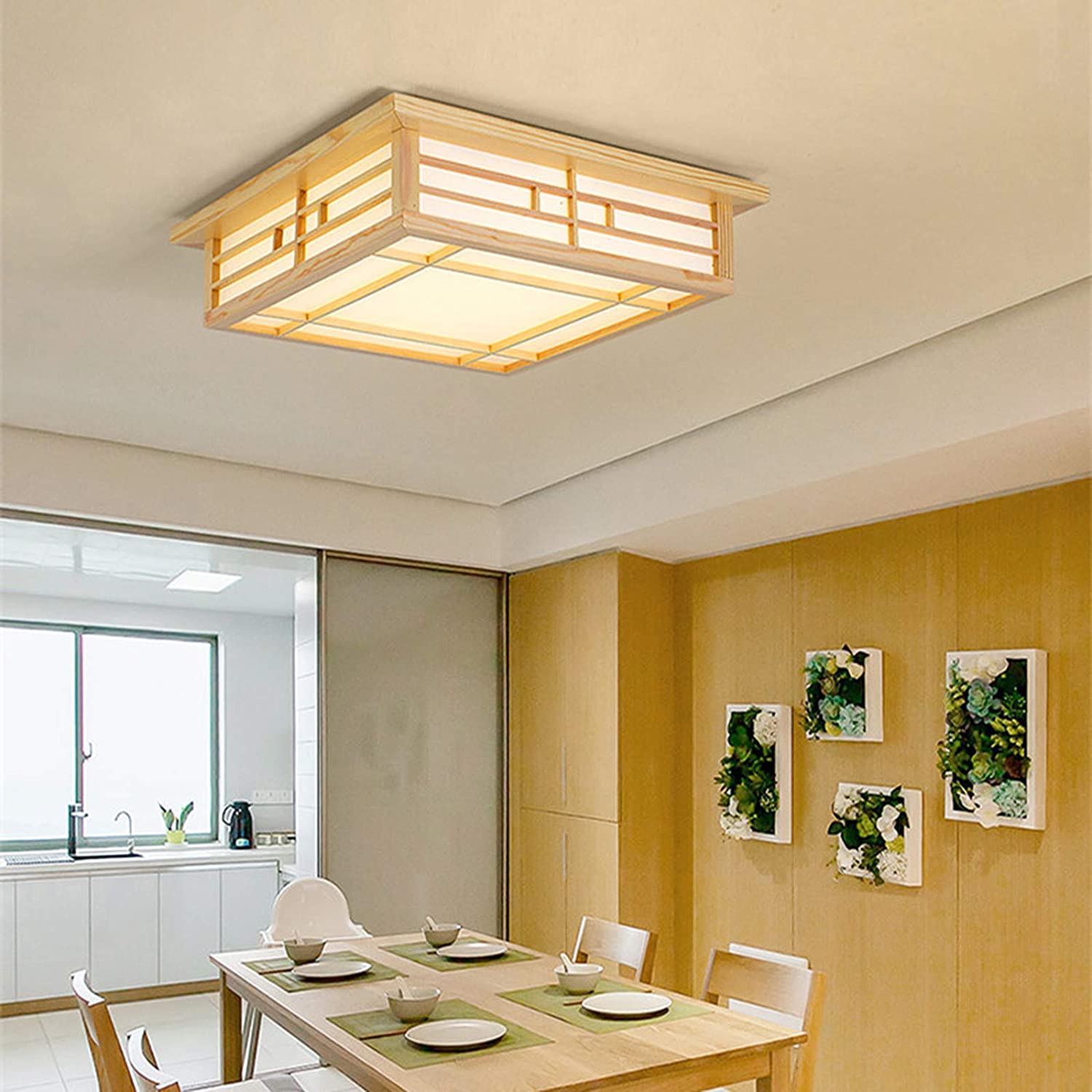 YIYIBYUS Flushmount Wooden Led Ceiling Light Fixtures,Japanese Style ...
