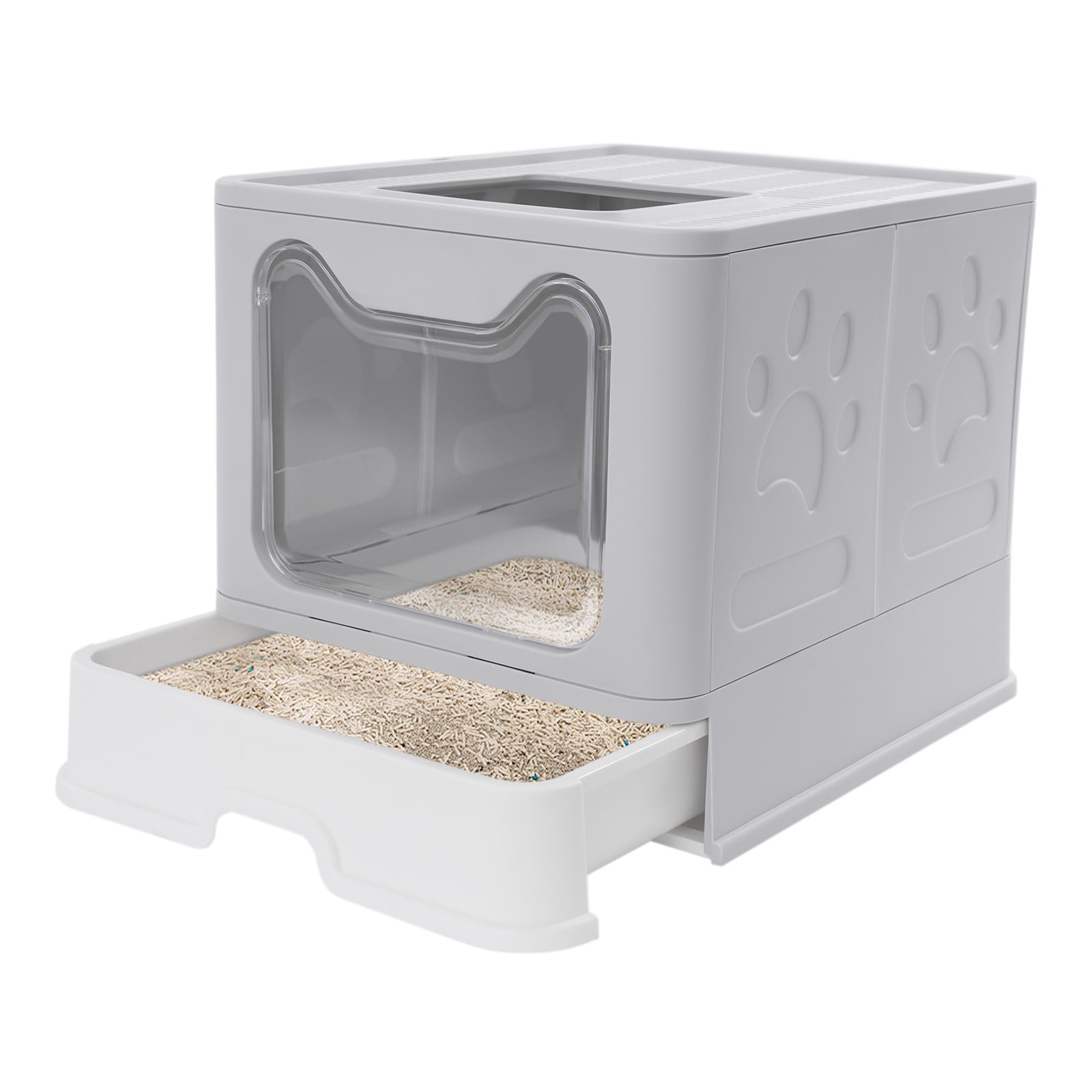 YIYIBYUS Foldable Cat Litter Box with Litter Scoop, Enclosed Front ...