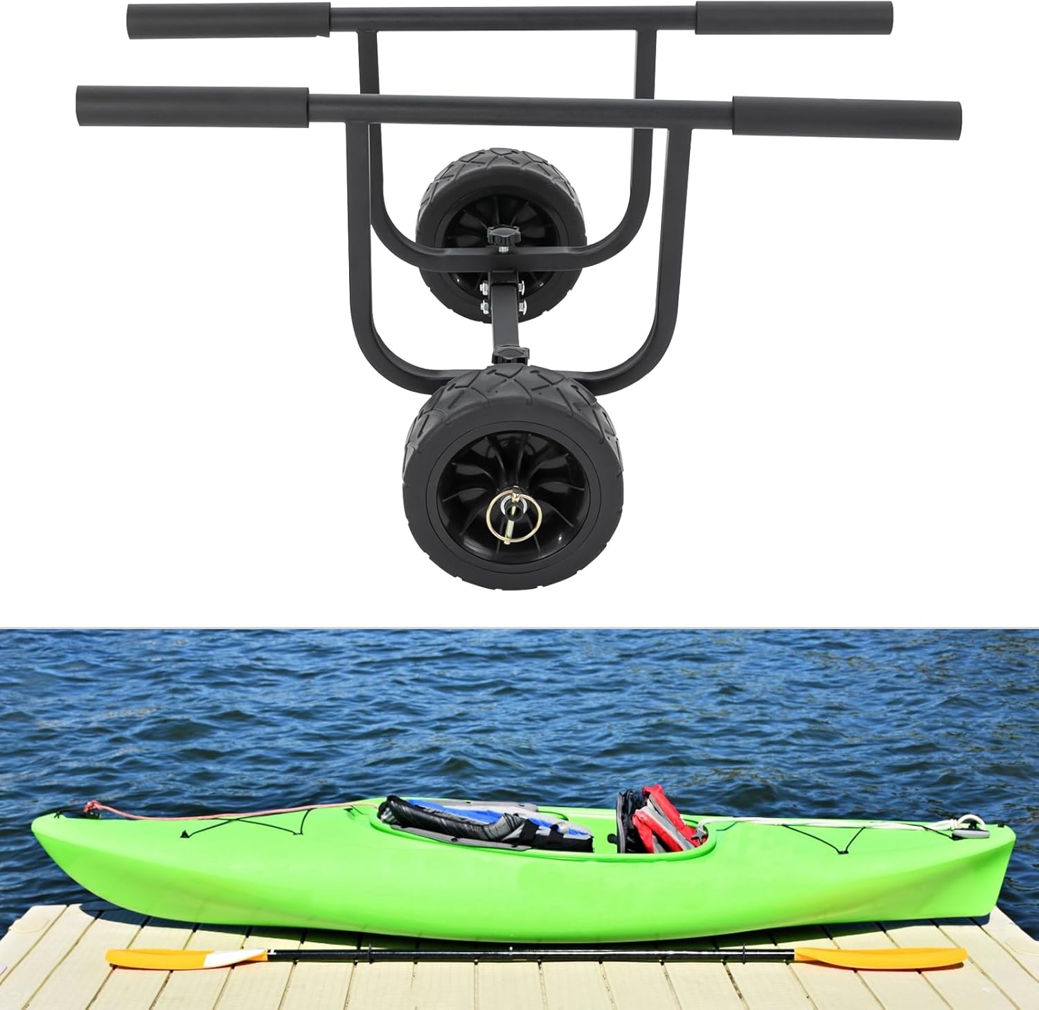 YIYIBYUS Kayak Canoe Boat Carrier Rack Heavy-Duty Aluminum Kayak Cart, Dolly Trailer Trolley ...