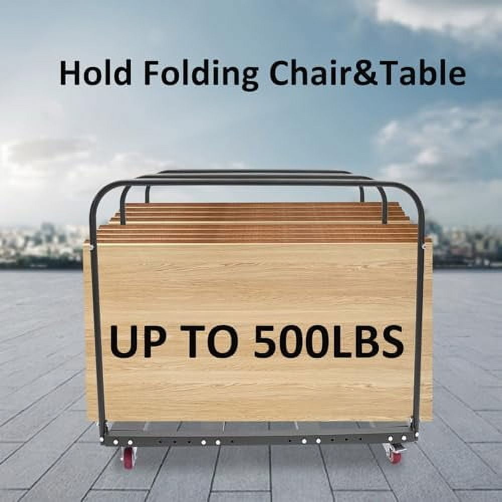 YIYIBYUS Modern Black Folding Table Cart, Heavy Duty Steel, 10 Table ...