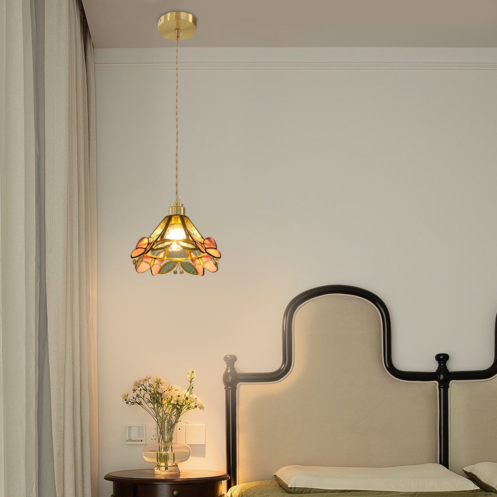 YIYIBYUS Modern Pendant Light Fixtures Butterfly Glass Lampshade ...