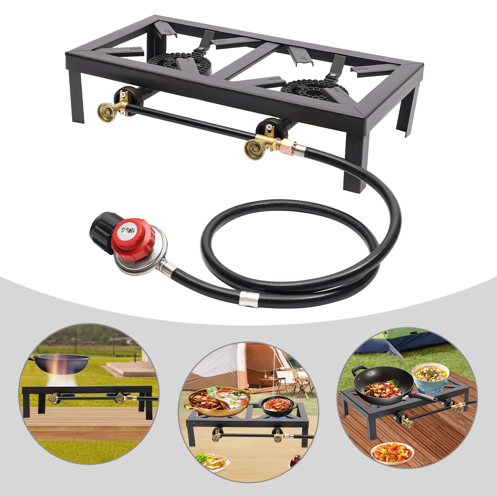 YIYIBYUS Portable Gas Stove, Double Burner Outdoor Gas Stove Propane ...