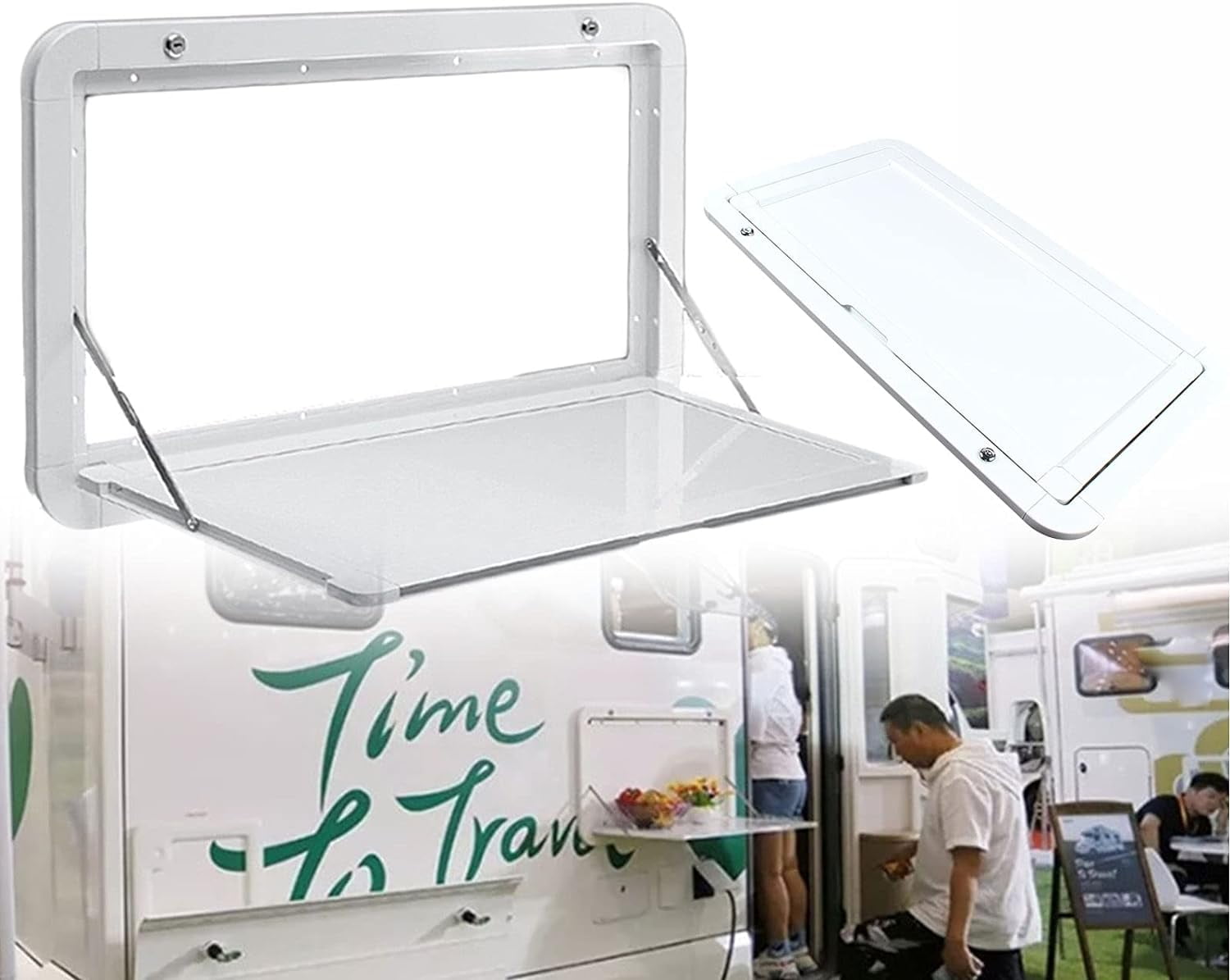 YIYIBYUS RV Caravan Folding Table, Wall Mount White Camping Picnic ...