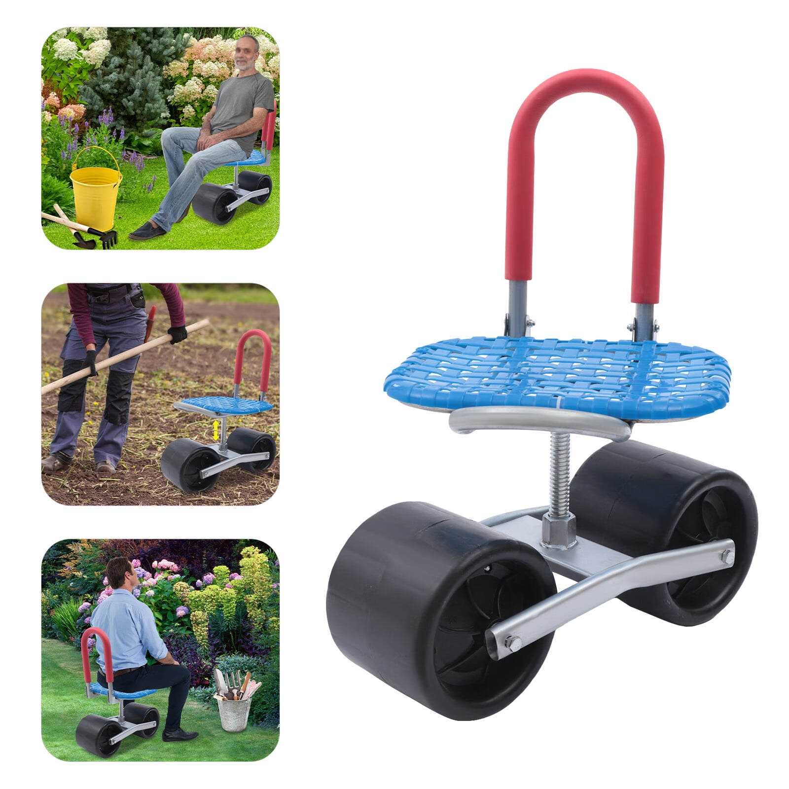 YIYIBYUS Rolling Garden Seat, 360° Rotation Garden Stool 2 Wheels ...