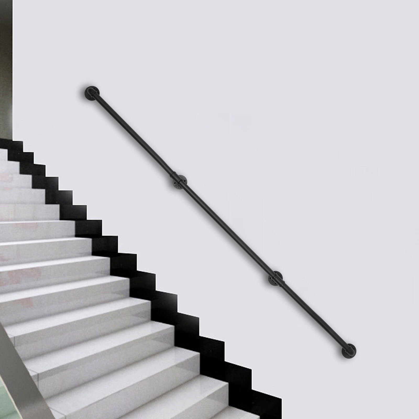 YIYIBYUS Stair Handrail 8FT Metal Pipe Staircase Handrail Industrial ...