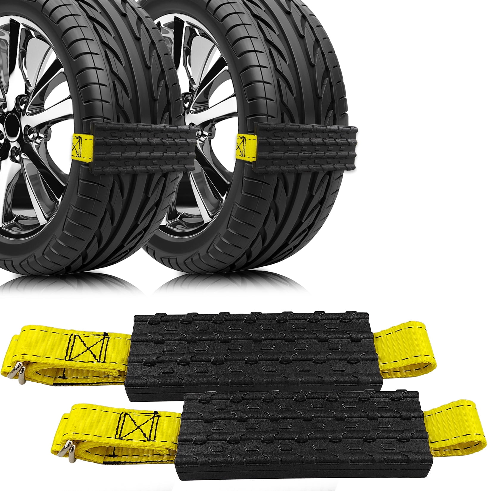 YIYITOOLS 2Pc Anti-Skid Tire Traction Straps for SUVs, Automatic Tire ...