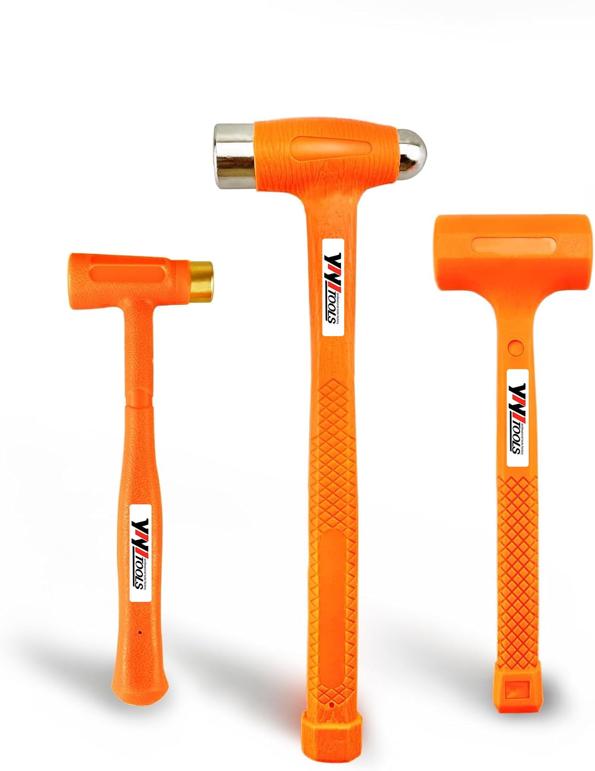YIYITOOLS 3-Piece Hammer Set, Brass Hammer, Ball-Peen Hammer & Dead ...