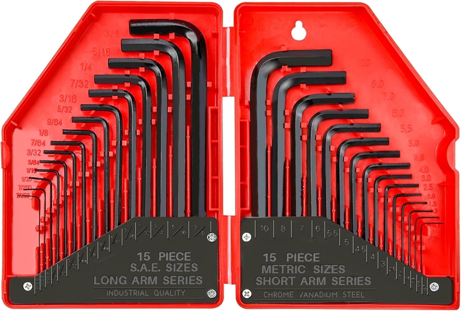 YIYITOOLS 30-Piece Hex Key Allen Wrench Set, 1/20-3/8 Inches, 1.27-10 mm, Forged Alloy Steel ...