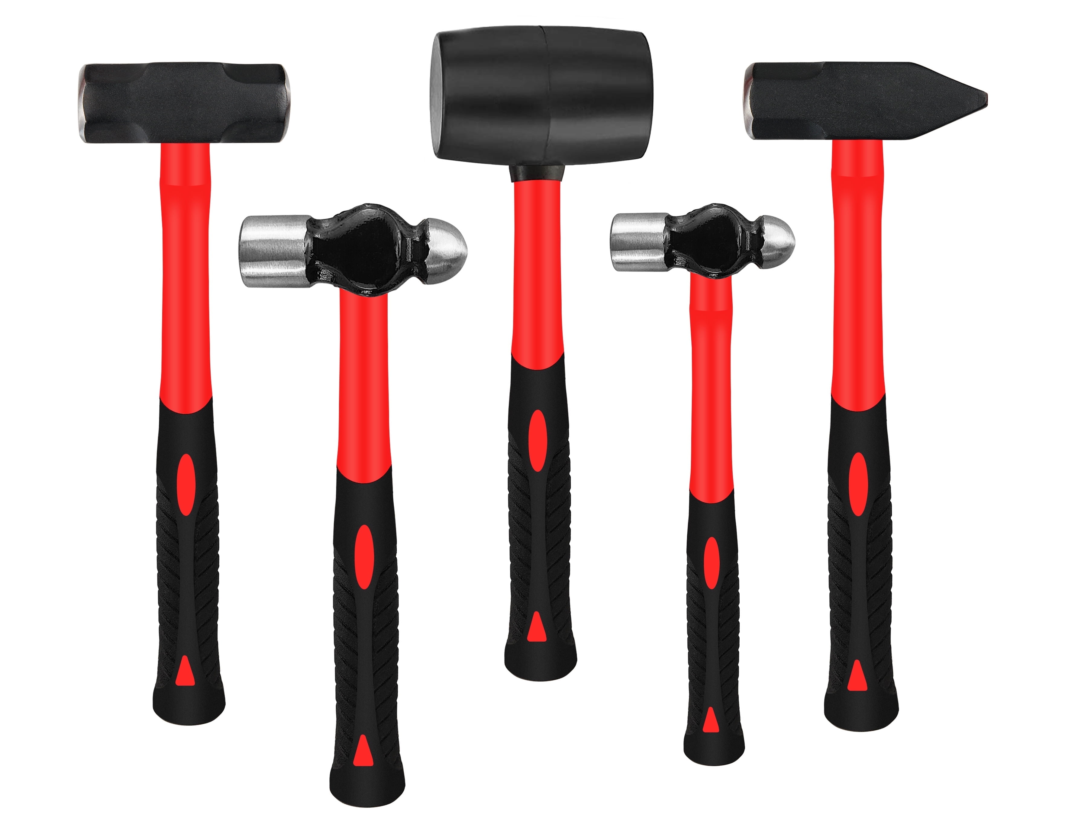 Yiyitools 5-Piece Multi-Function Hammer Set with Fiberglass Handles ...