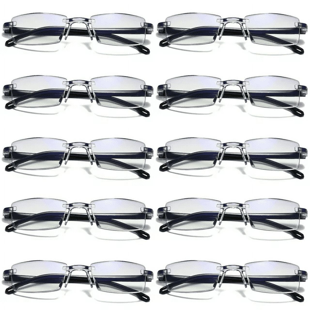 YIYOUZQT 10 Pack Rimless Reading Glasses Blue Light Blocking Computer ...