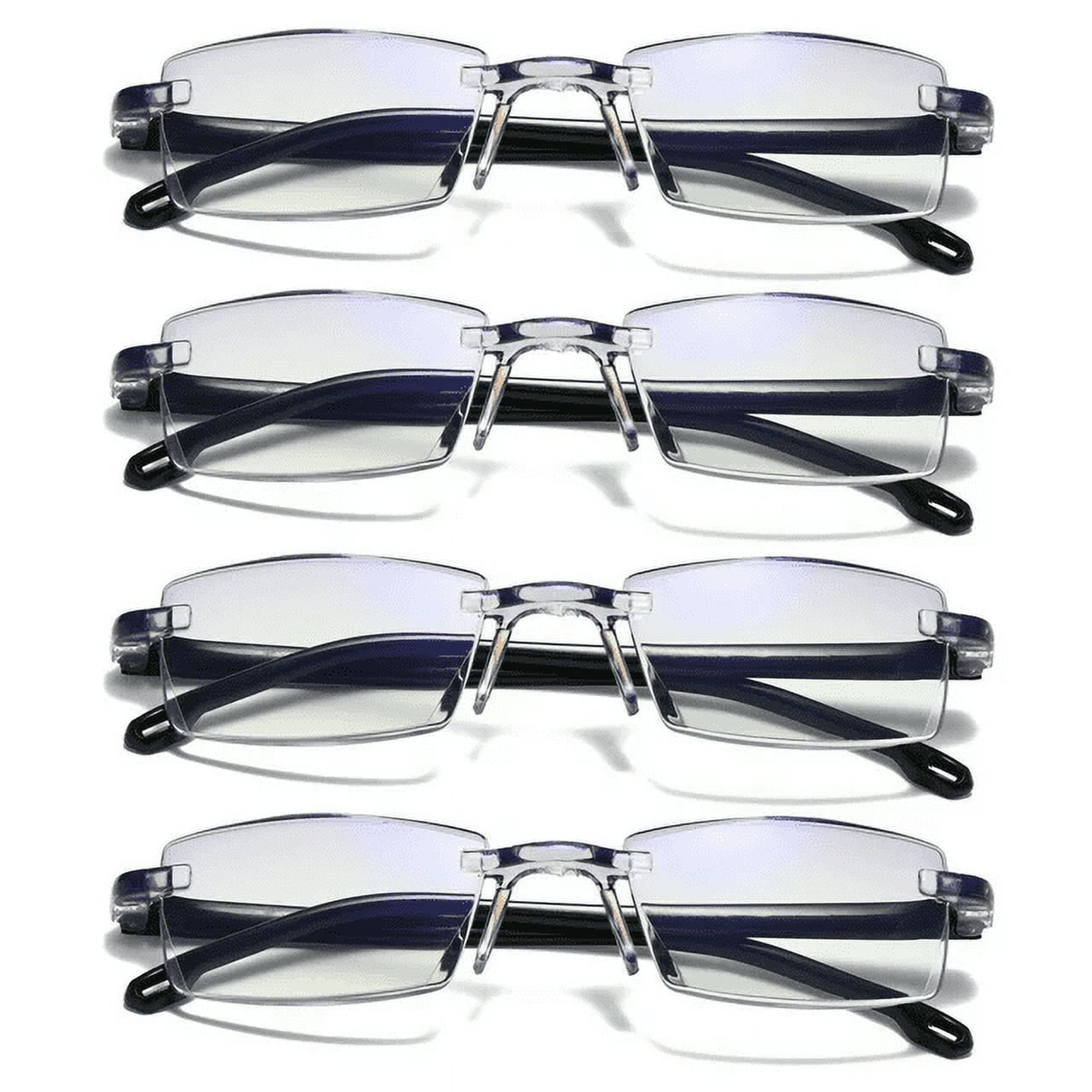 YIYOUZQT 4 Pack Rimless Reading Glasses Blue Light Blocking Computer ...