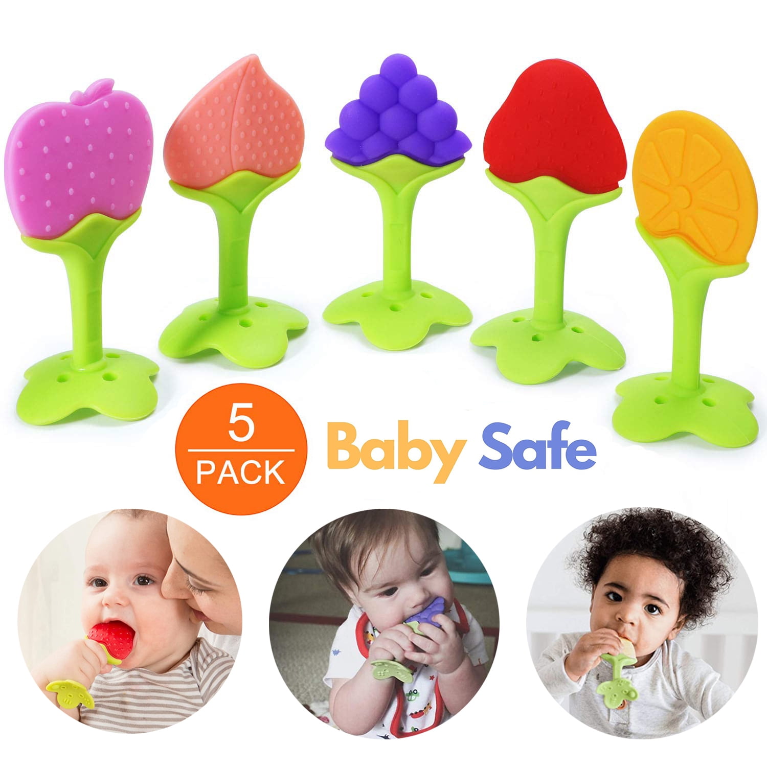 YIYOUZQT 5 Pack Baby Teething Toys Baby Chew Toys, BPA-Free Baby ...