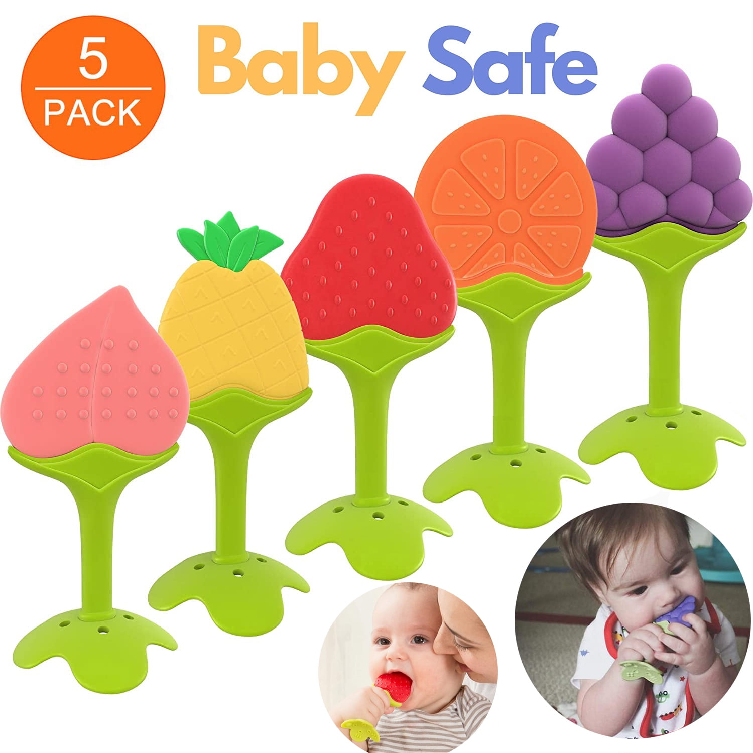 YIYOUZQT 5 Pack Baby Teething Toys for Newborn Infants Freezer Safe ...