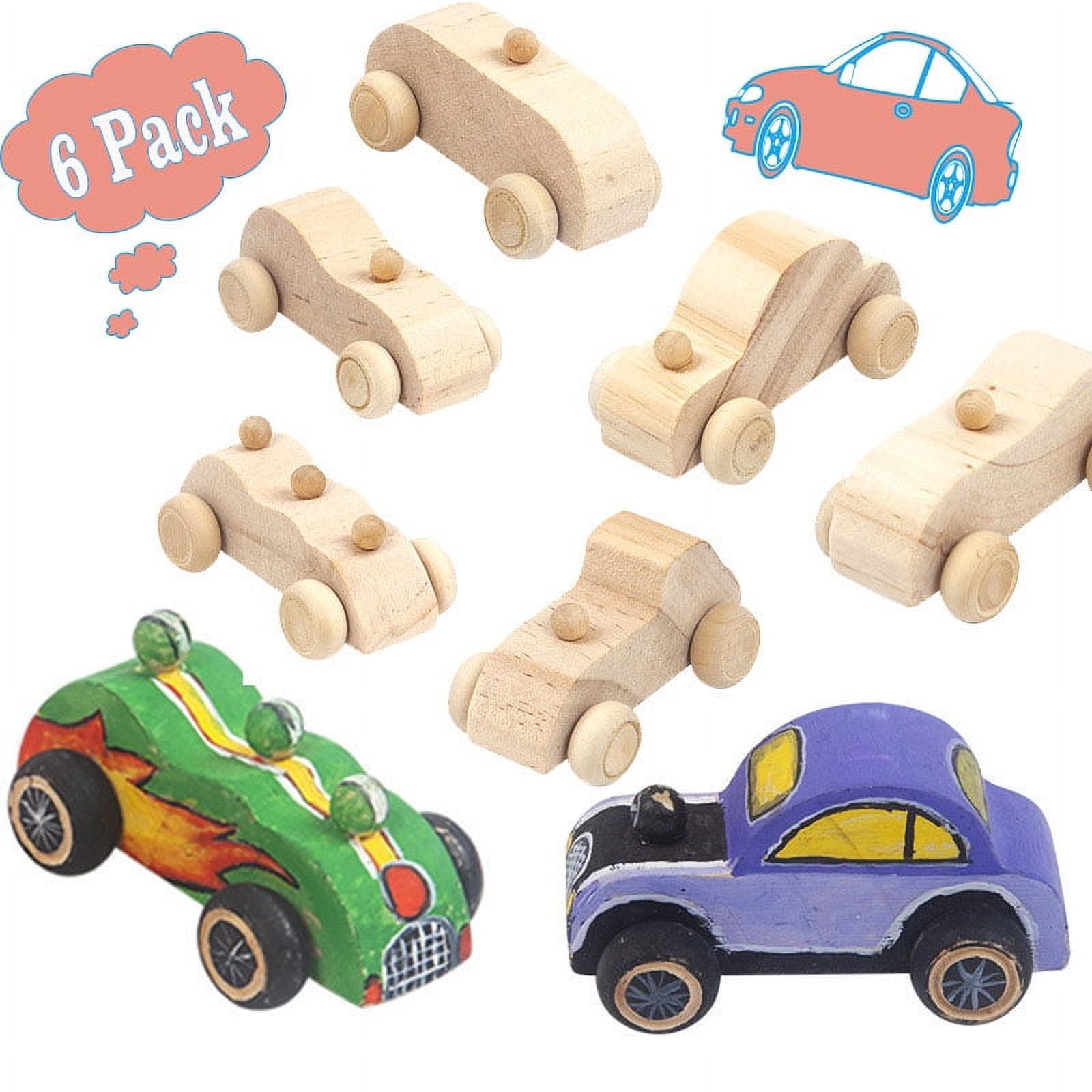 YIYOUZQT 6 Pack DIY Wood Car Toys Unfinished Wooden Cars to Paint ...