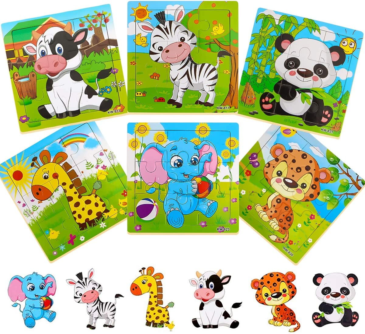 YIYOUZQT 6 Sets Wooden Puzzles for Toddlers 2-6 Years Old, Preschool ...