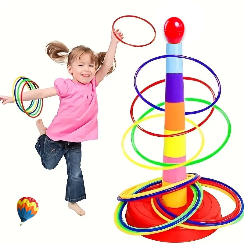 YIYOUZQT Kids Sport Ring Toss Game 18 Inch Colorful Ring Toss Game Set ...