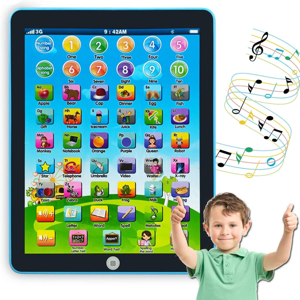 YIYOUZQT Learning Tablet for Kids with ABC, Words, Numbers, Music ...