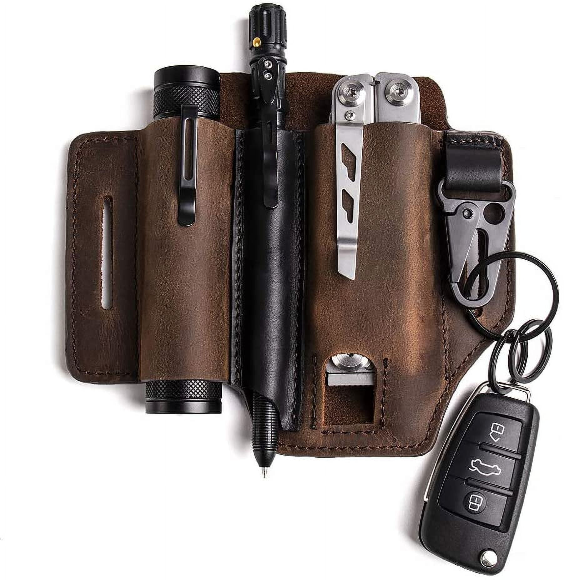 YIYOUZQT Multitool Belt Sheath, EDC Leather Belt Organizer, Belt Holder ...