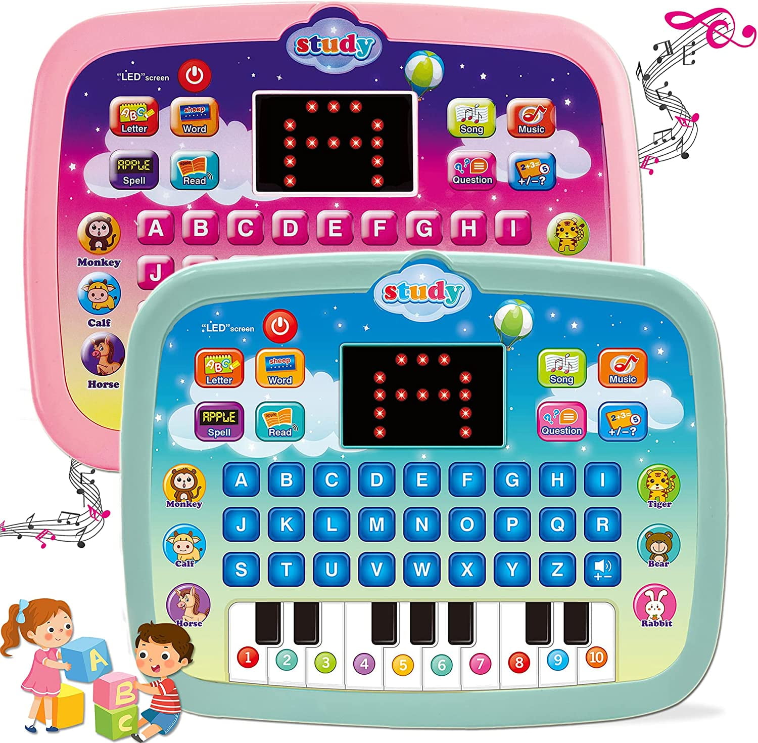 YIYOUZQT Tablet Toy Toddler Learning Pad with LED Screen Teach ...
