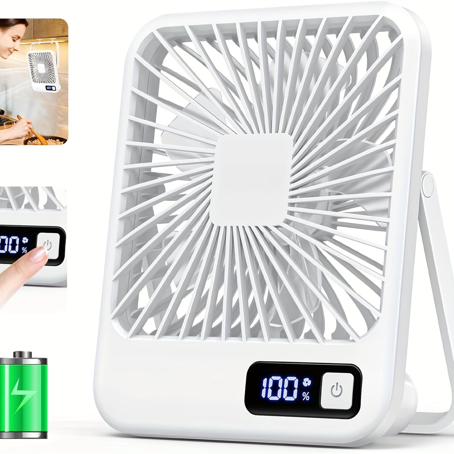 YIYUN 1800mAh Portable Desk Fan – 5-Speed Turbo Cooling with Quiet ...