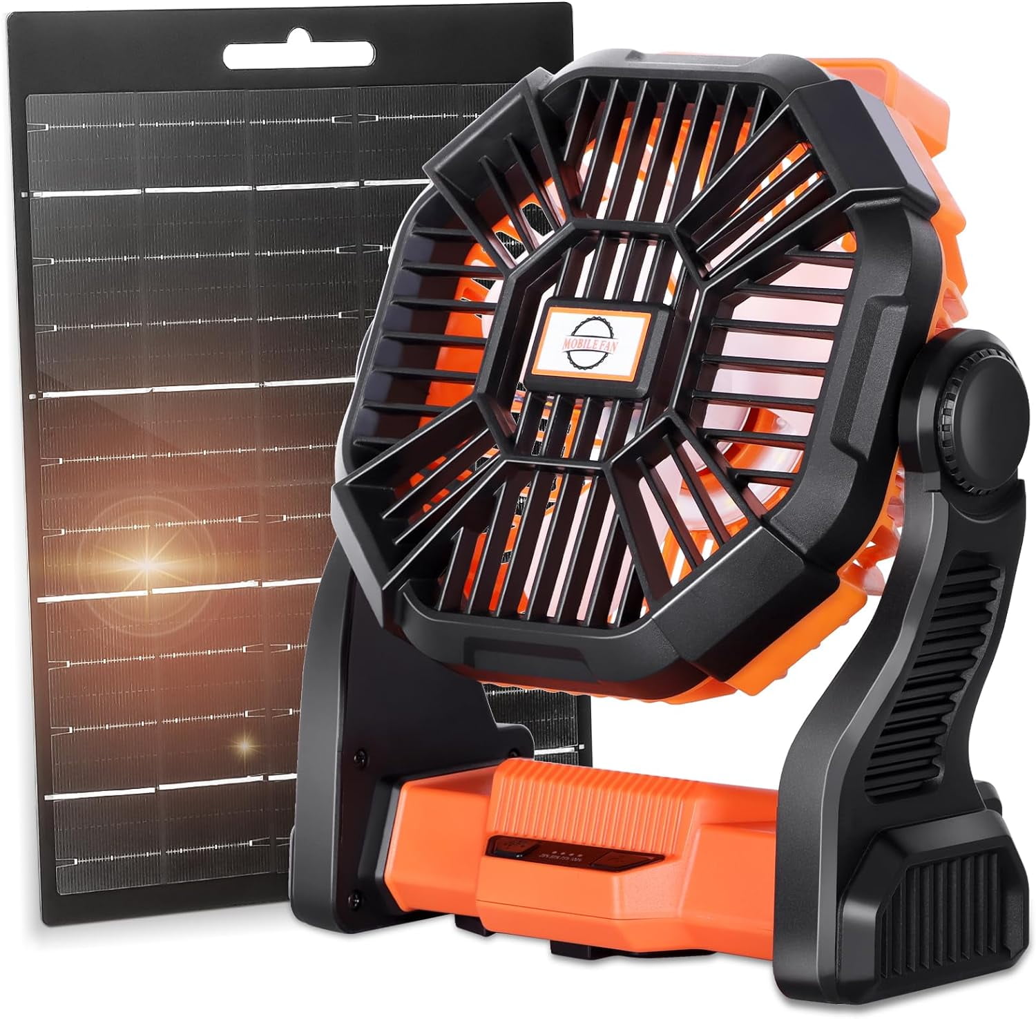 YIYUN 8W Portable Solar Fan with LED Light – Rechargeable Outdoor ...