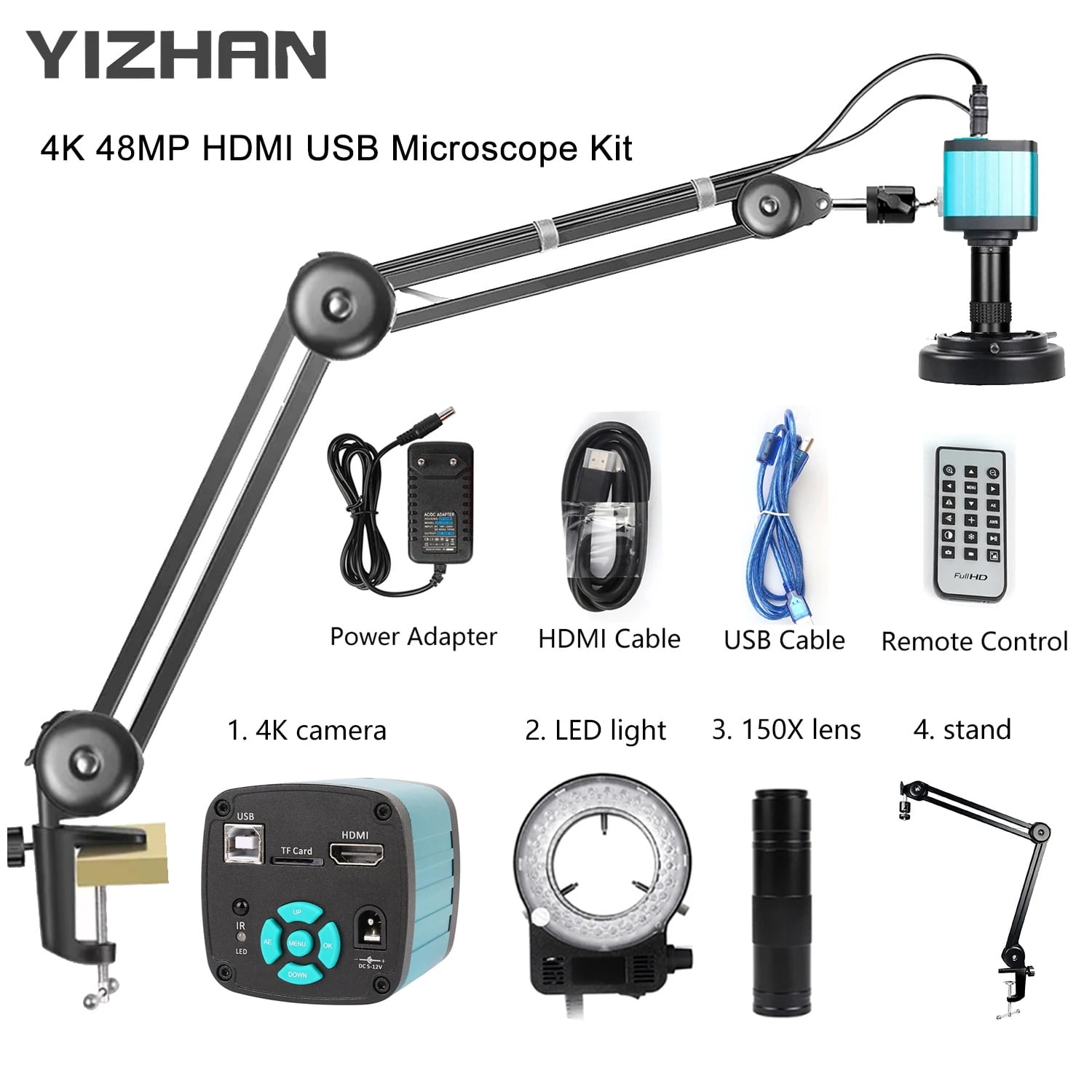 YIZHAN HD 4K Electron Microscope For Soldering 48MP HDMI USB Digital ...