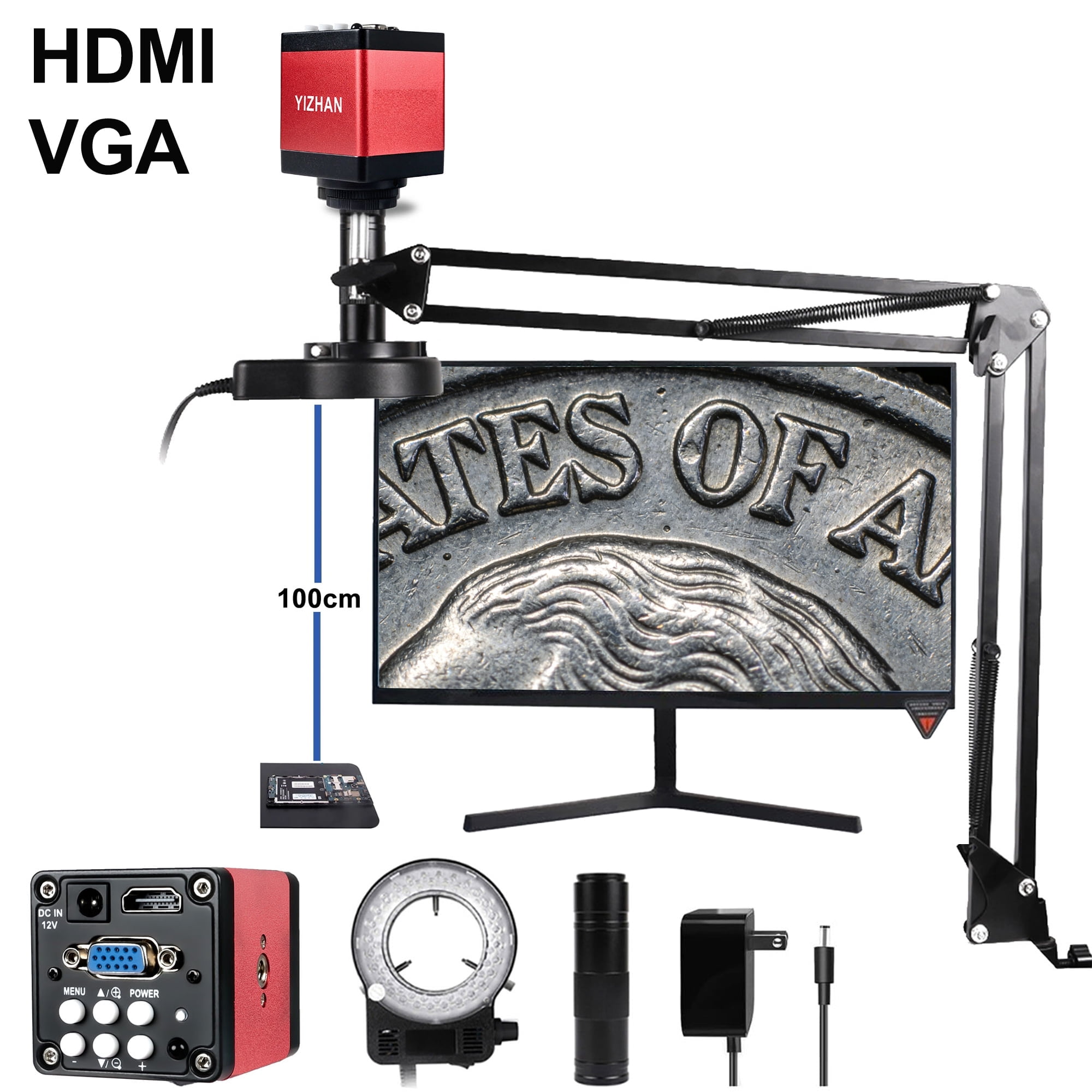 YIZHAN Digital Microscope Camera 13MP 1080P HDMI VGA Industrial ...