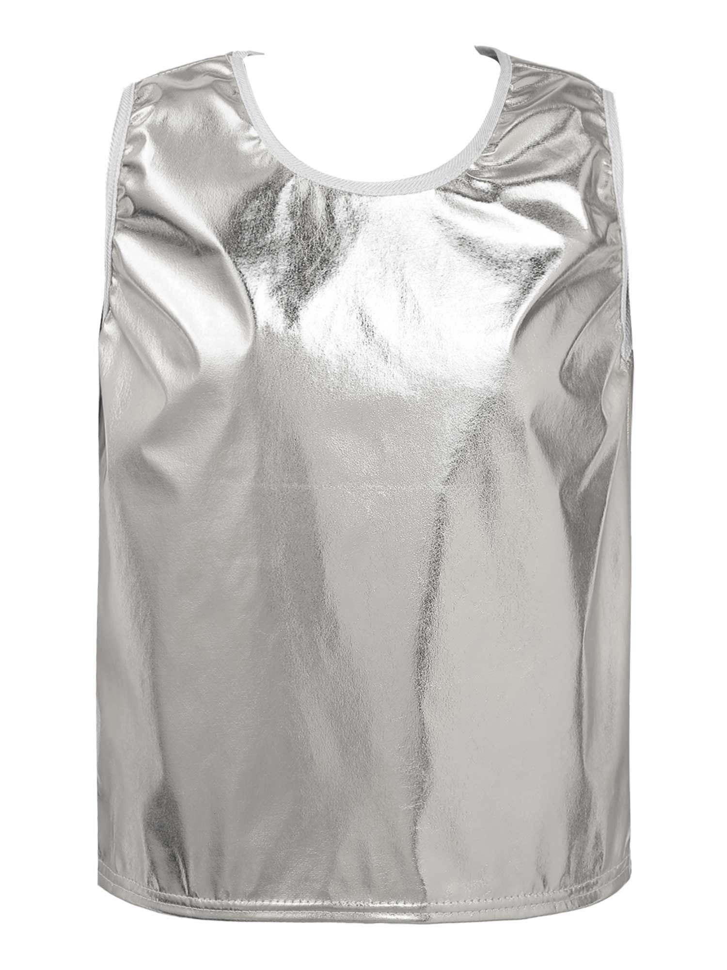 YIZYIF Big & Little Boys Girls Metallic Cropped Tank Top Dance ...