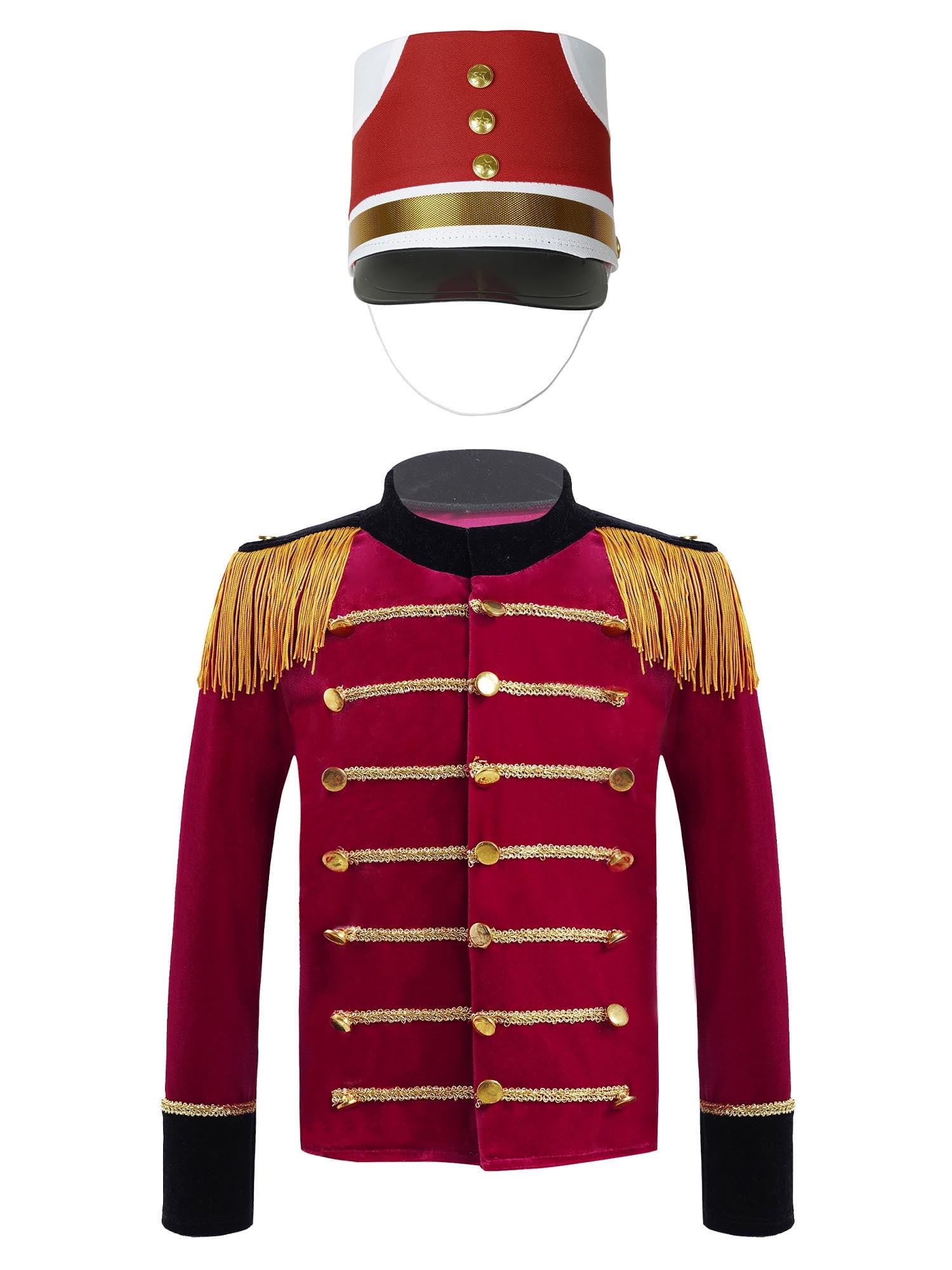 YIZYIF Boys Honor Guard Long Sleeve Jacket with Hat Set Juniors Drum ...
