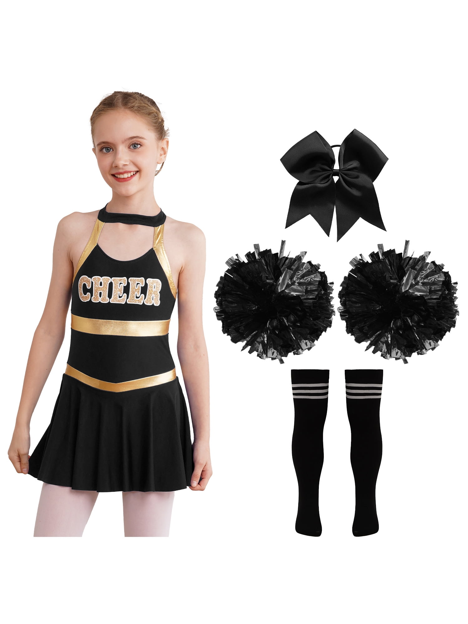 YIZYIF Girls Cheer Leader Costume Cheerleading Dance Dress Halloween ...