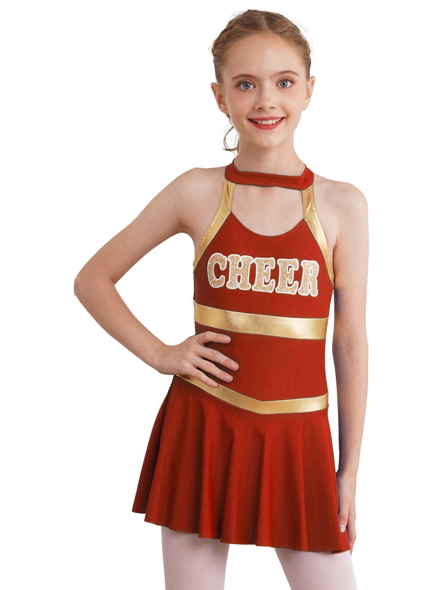 YIZYIF Girls Cheer Leader Costume Cheerleading Dance Dress Halloween ...