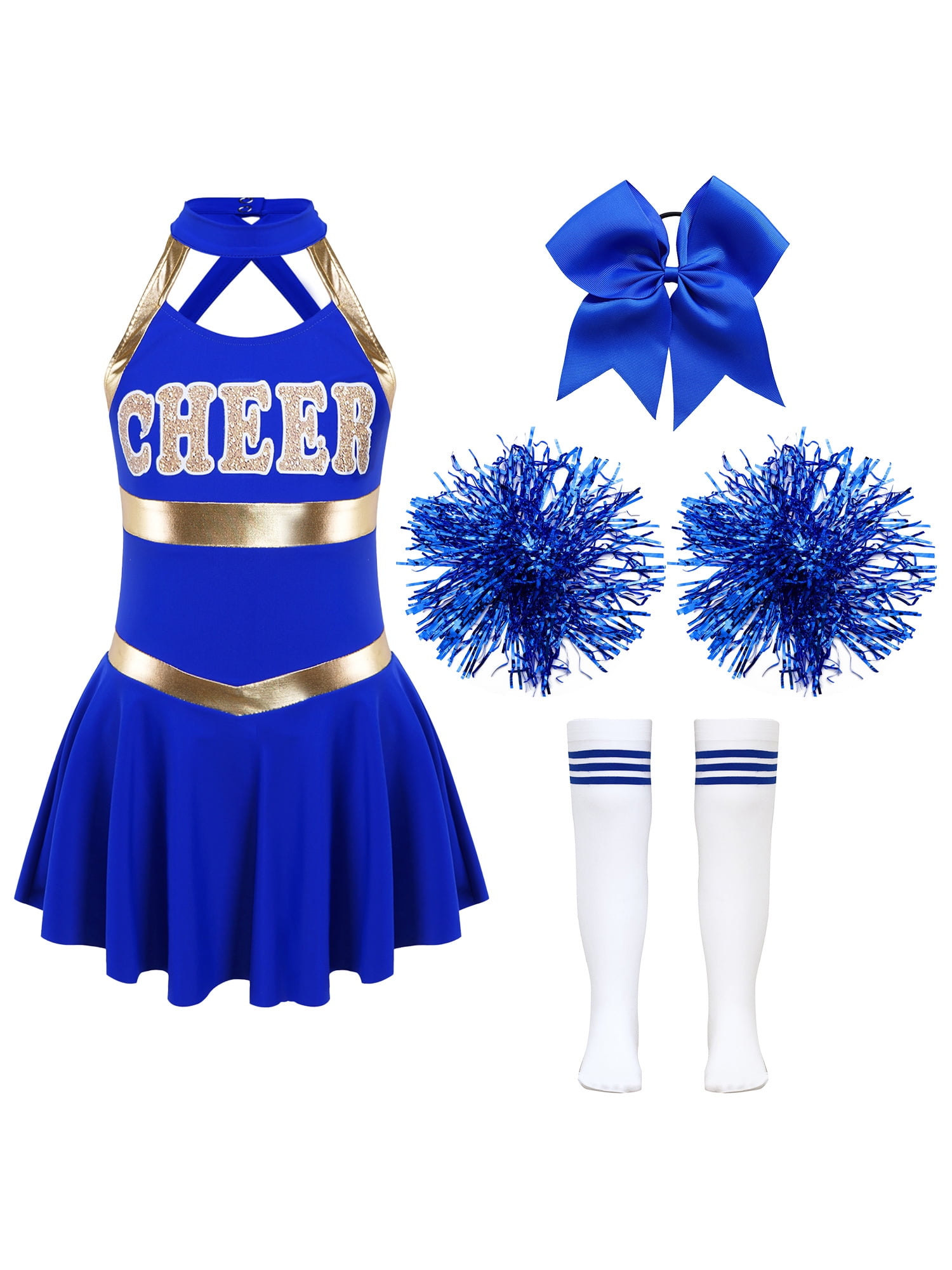 YIZYIF Kids Girls Cheer Leader Team Rooter Uniform Cheerleading Dress ...