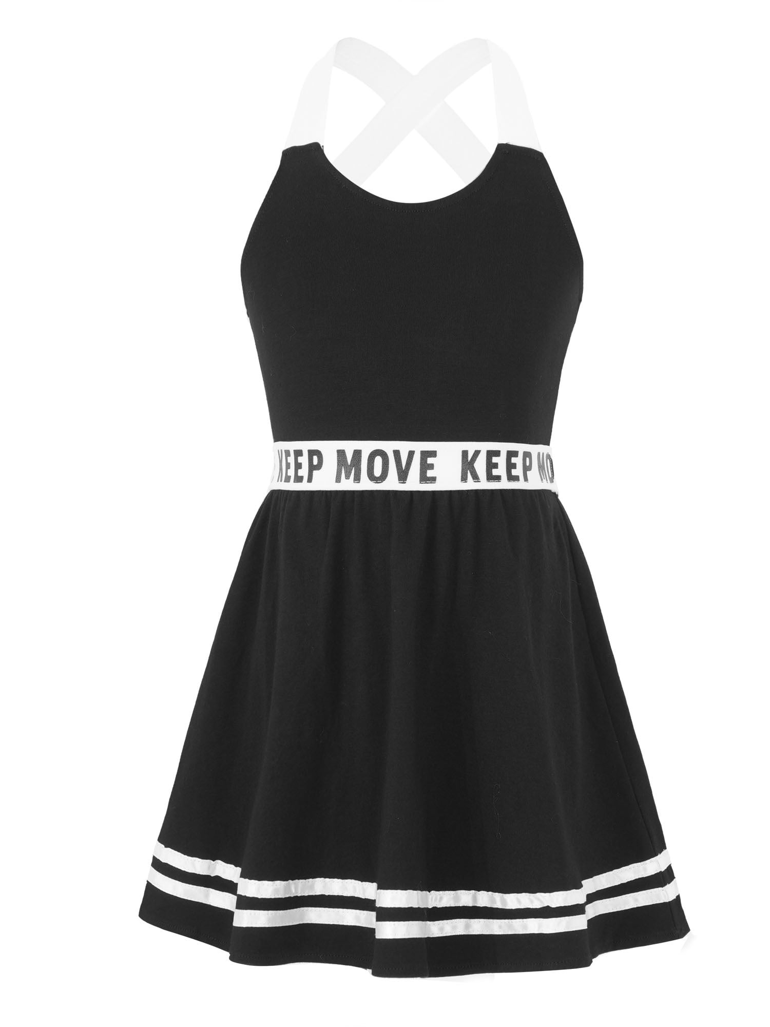 YIZYIF Girls Criss Cross Shoulder Straps A-line Athletic Dress Workout ...