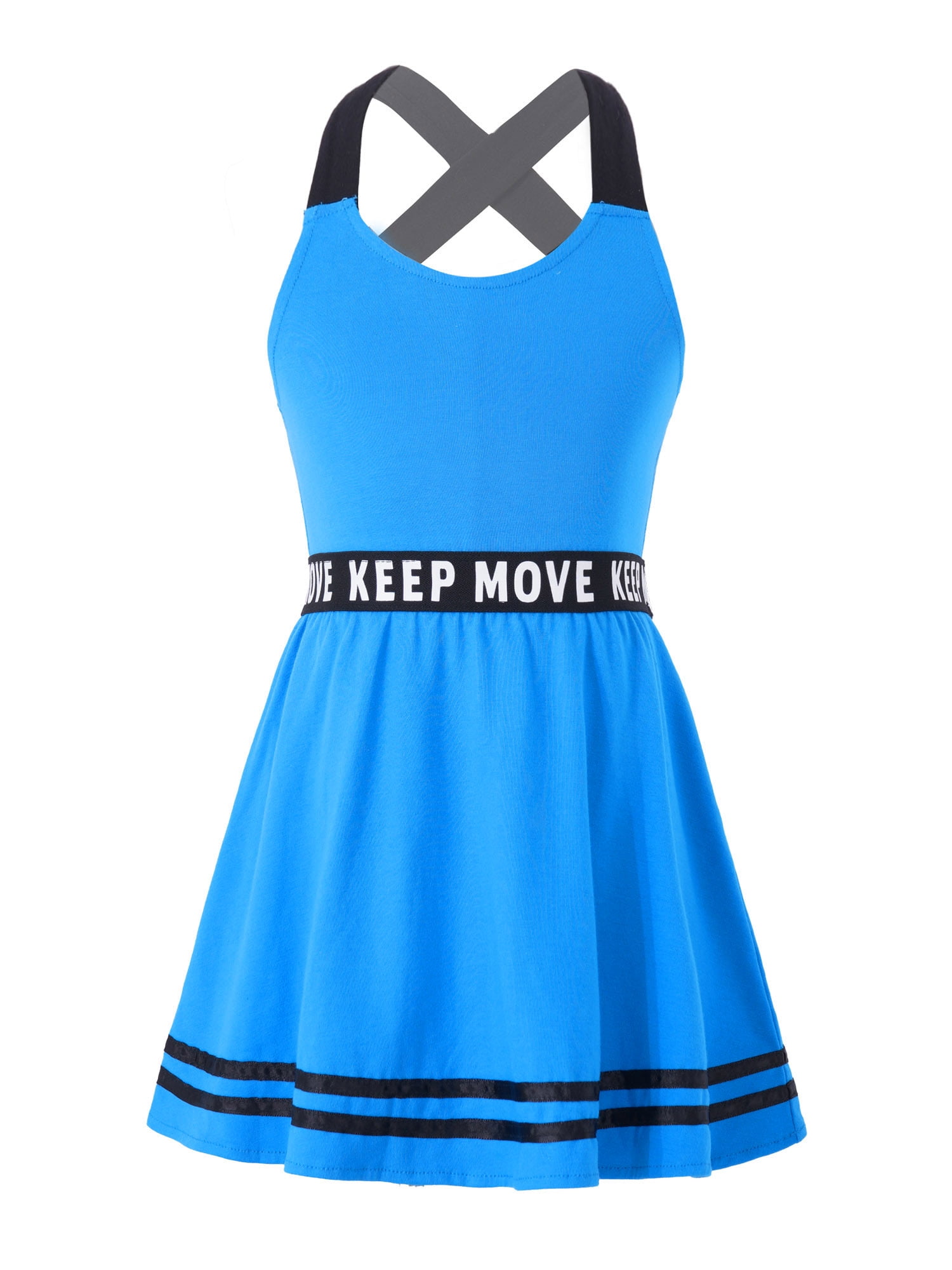 YIZYIF Girls Criss Cross Shoulder Straps A-line Athletic Dress Workout ...