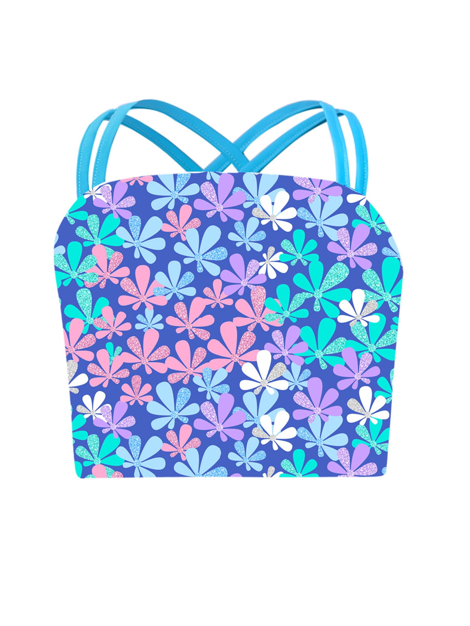 YIZYIF Girls Cross Shoulder Straps Swim Tops Butterfly Print Cropped ...