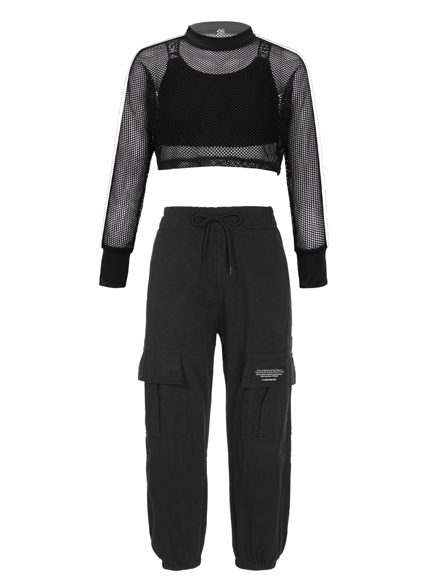 YIZYIF Girls Hip-Hop Dance Skateboarding Outfit Letters Print Vest with ...