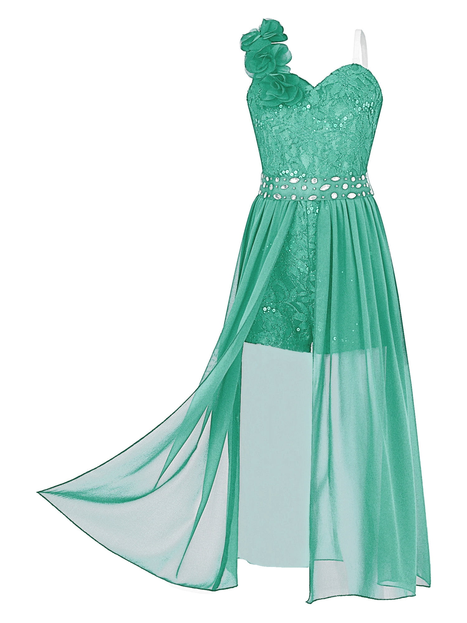YIZYIF Girls One Shoulder Wedding Dress Flower Girls Dress Sleeveless ...