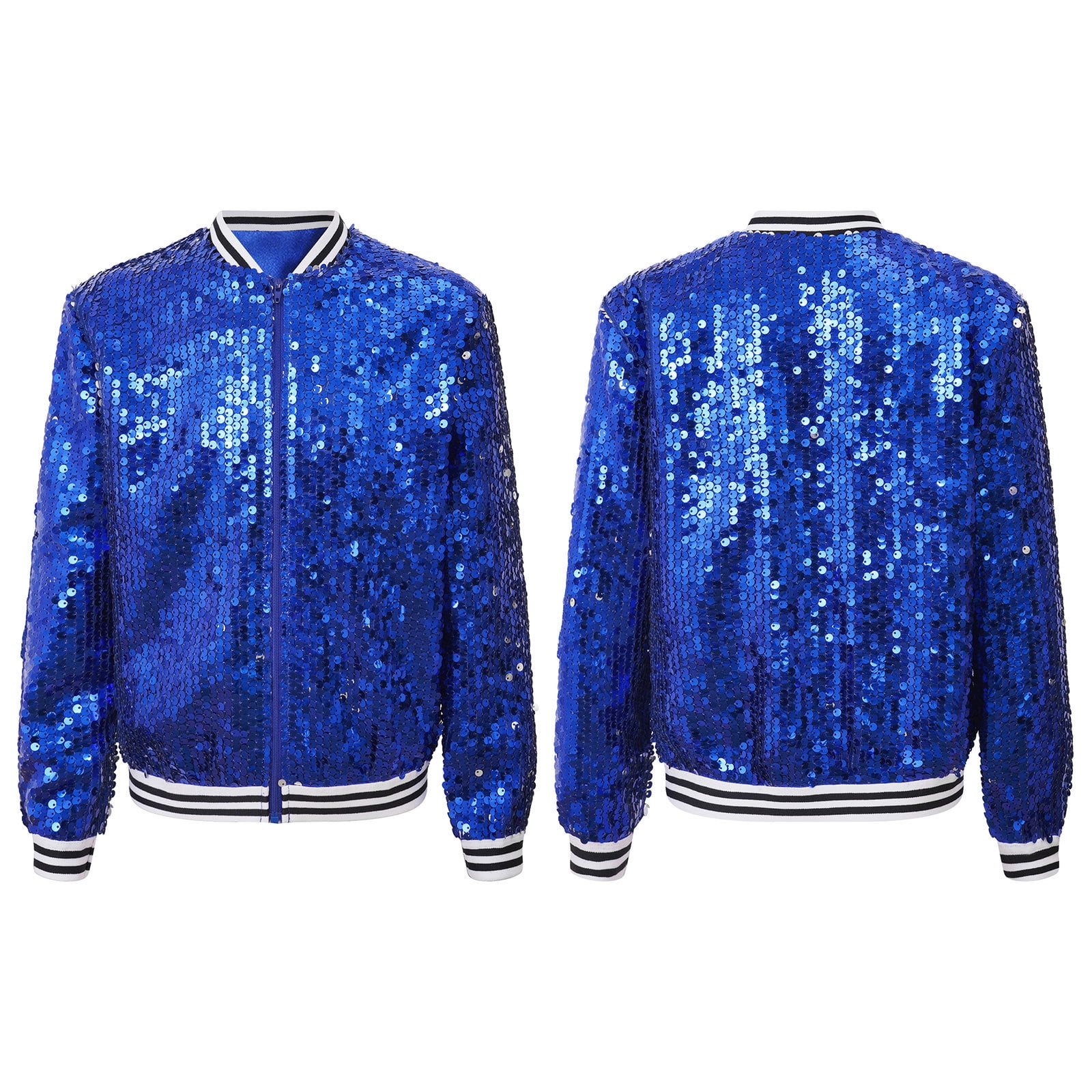YIZYIF Girls Sparkling Zip Up Bomber Jacket Allover Sequins Hip Hop ...