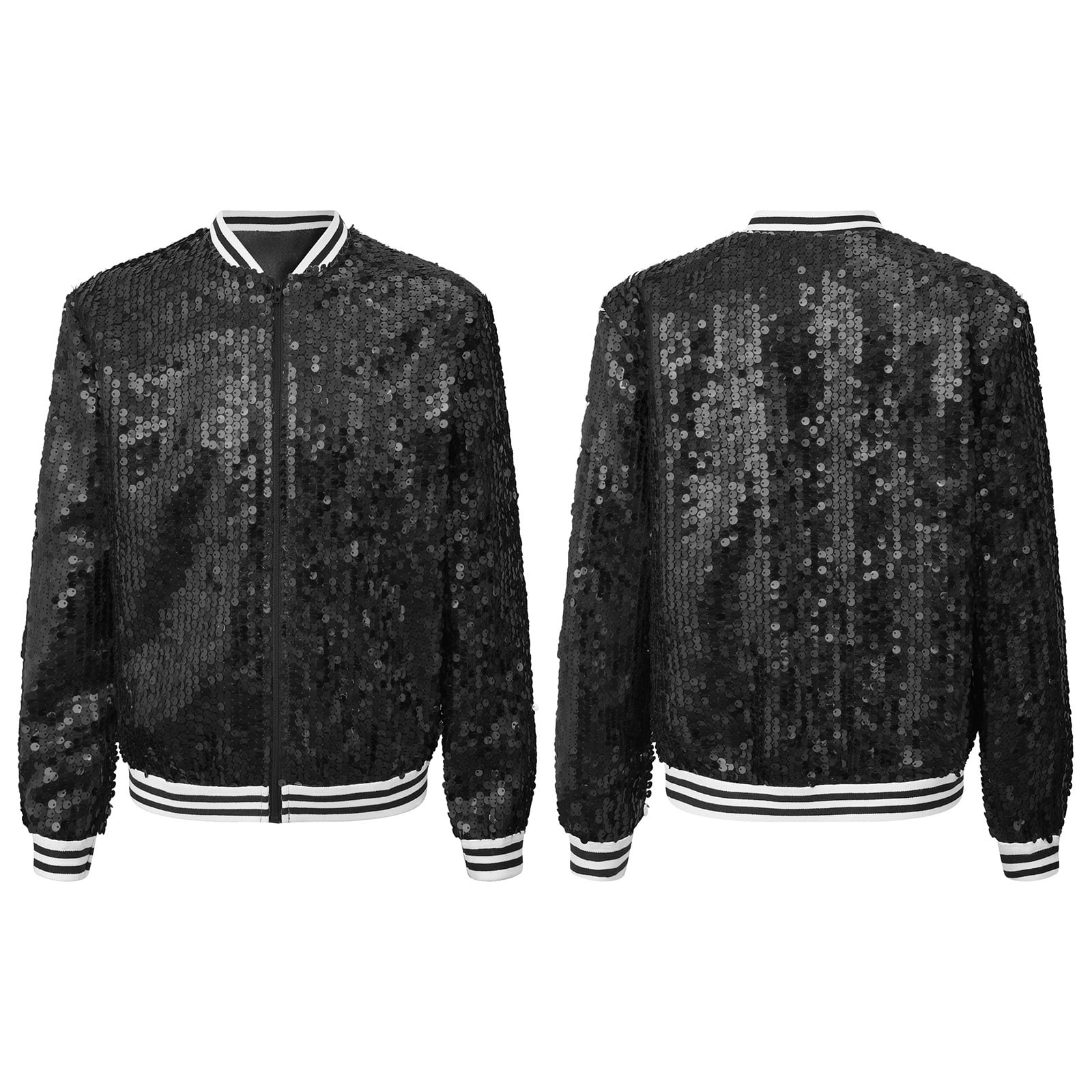 YIZYIF Girls Sparkling Zip Up Bomber Jacket Allover Sequins Hip Hop ...