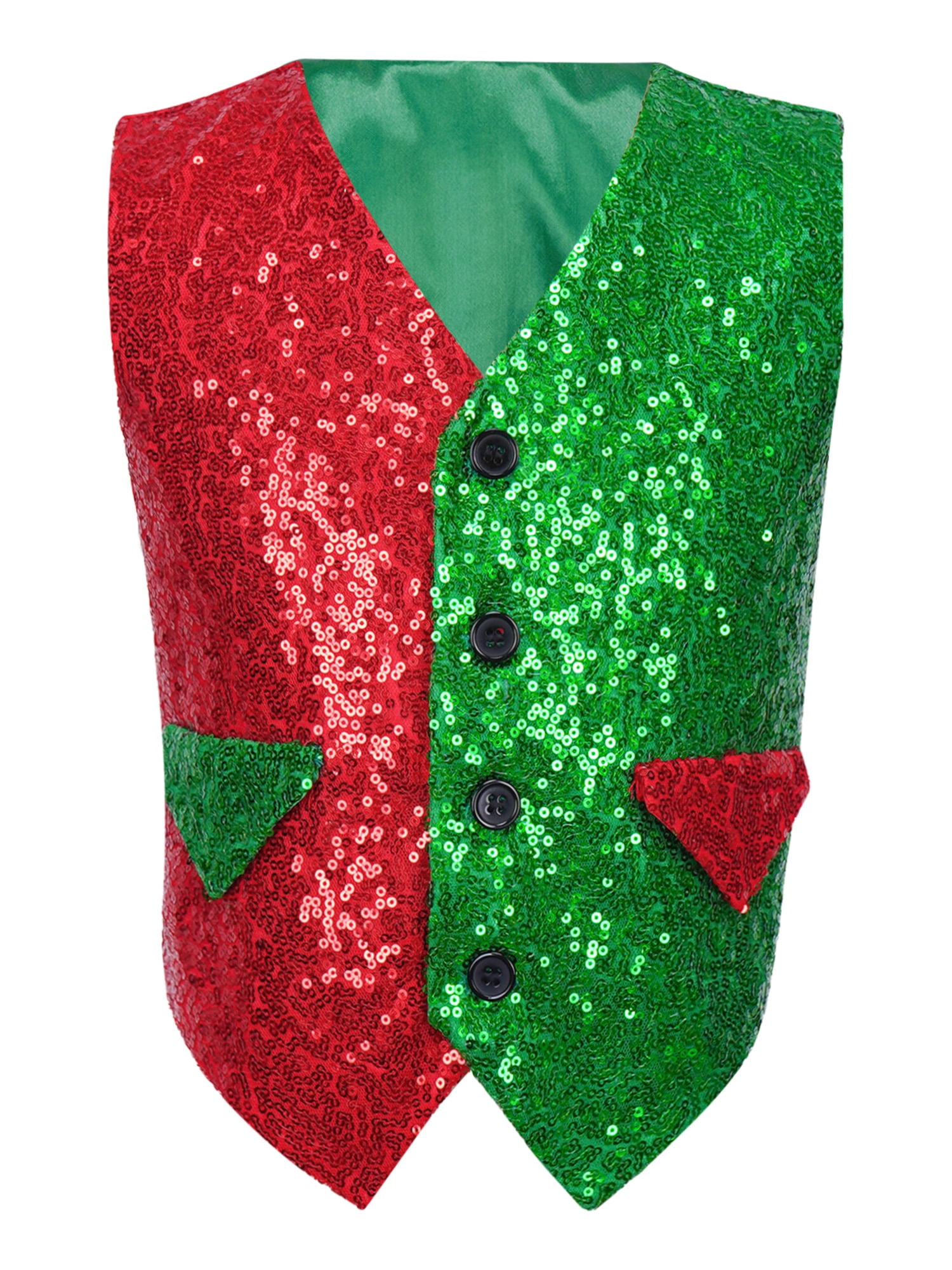 YIZYIF Kids Boys Christmas Sequins Formal Suit Vest Elf Role Play Fancy ...