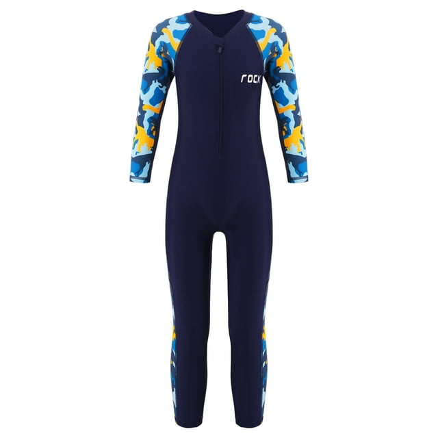 YIZYIF Kids Boys One-Piece Full Body Swimwear Sun Protection Surfing ...