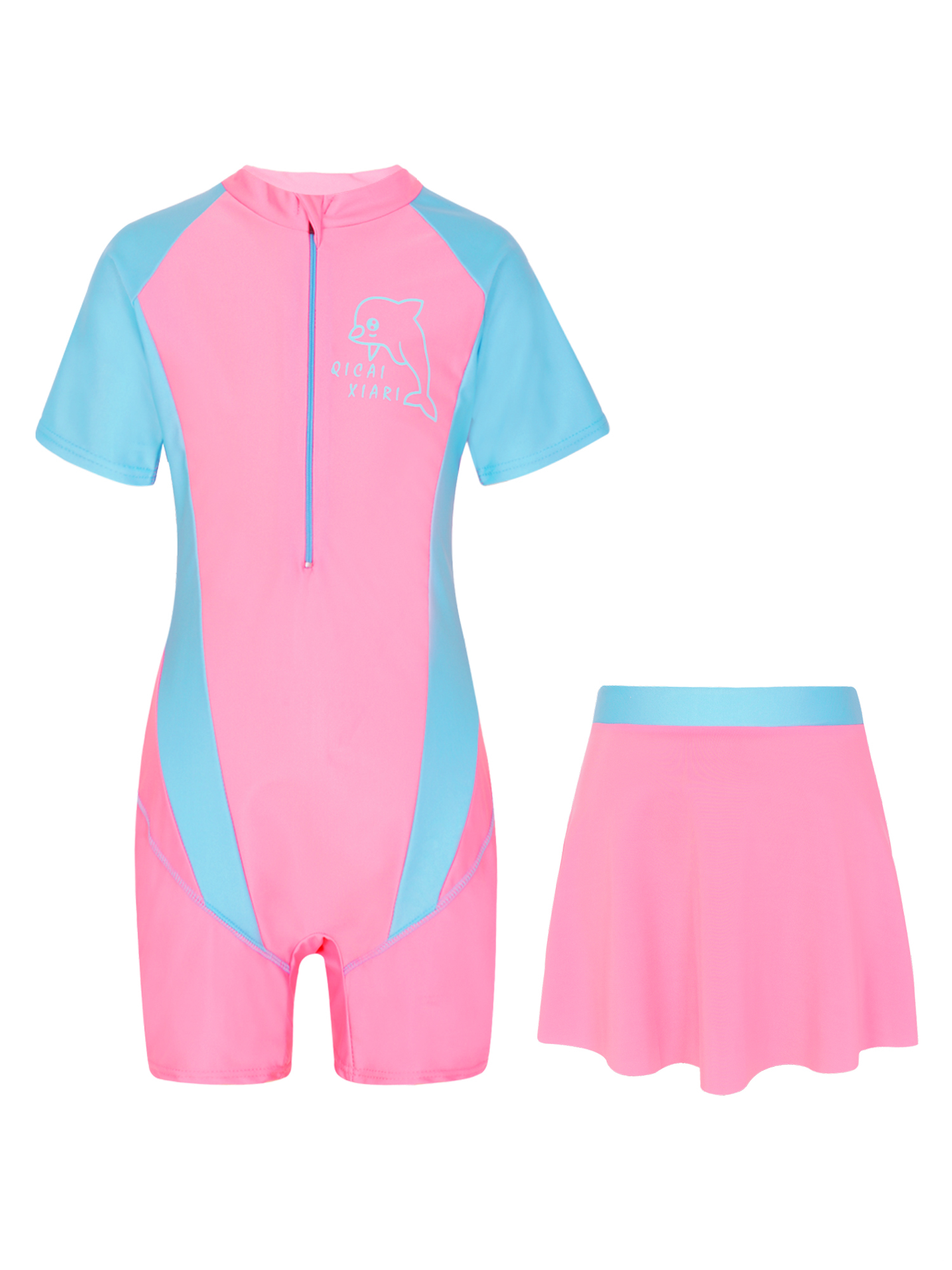 YIZYIF Kids Girls 2 Piece Swimsuit Short Sleeve Rash Guard Swimming YIZYIF Kids Girls 2 Piece Swimsuit Short Sleeve Rash Guard Swimming