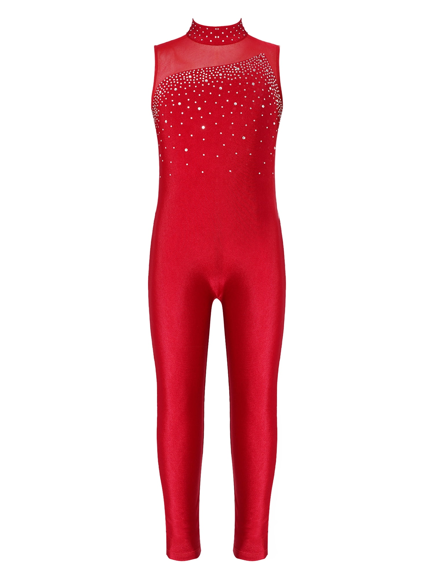 YIZYIF Kids Girls Ballet Dance Jumpsuit Sleeveless Rhinestone ...