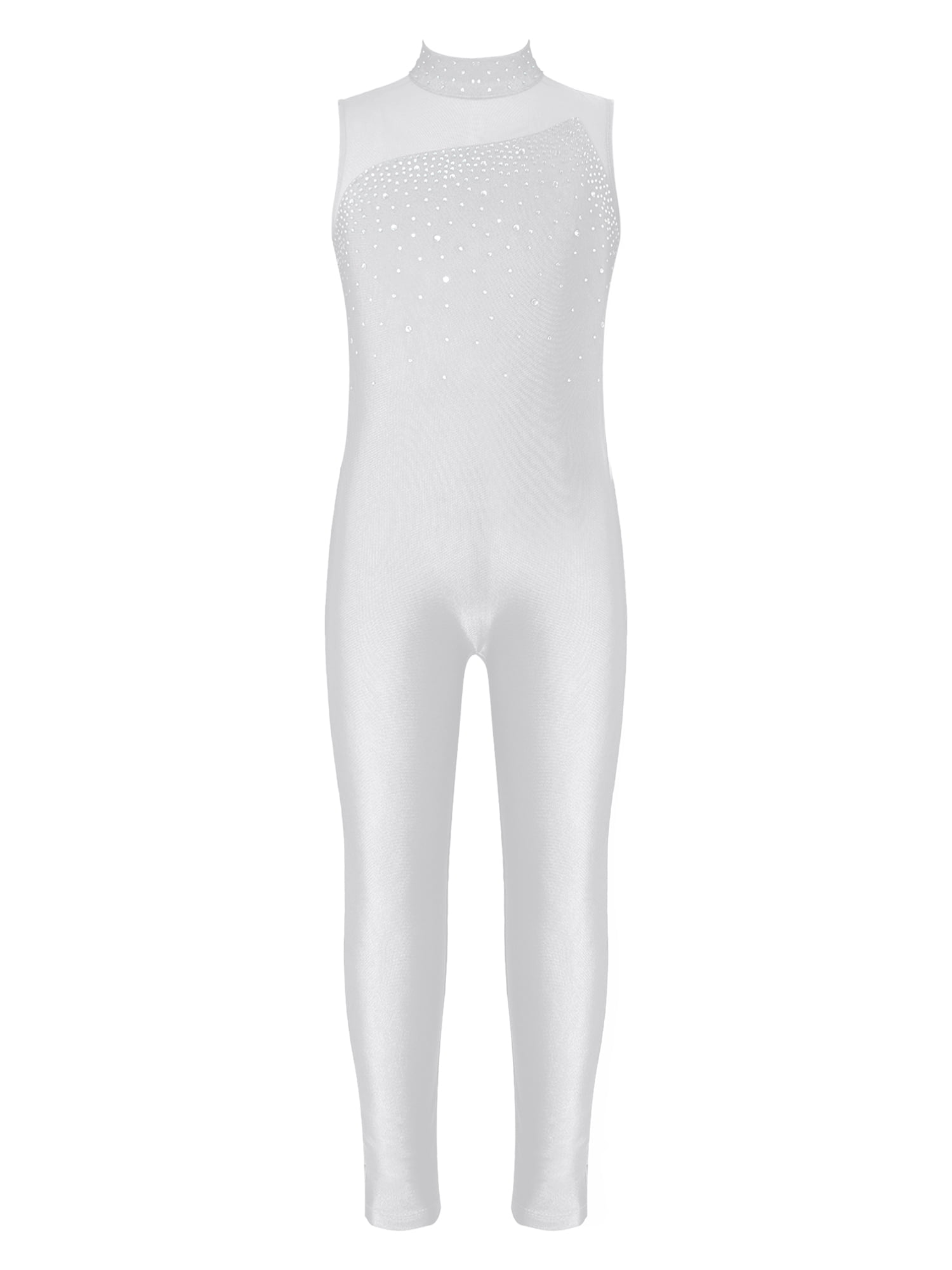 YIZYIF Kids Girls Ballet Dance Jumpsuit Sleeveless Rhinestone ...