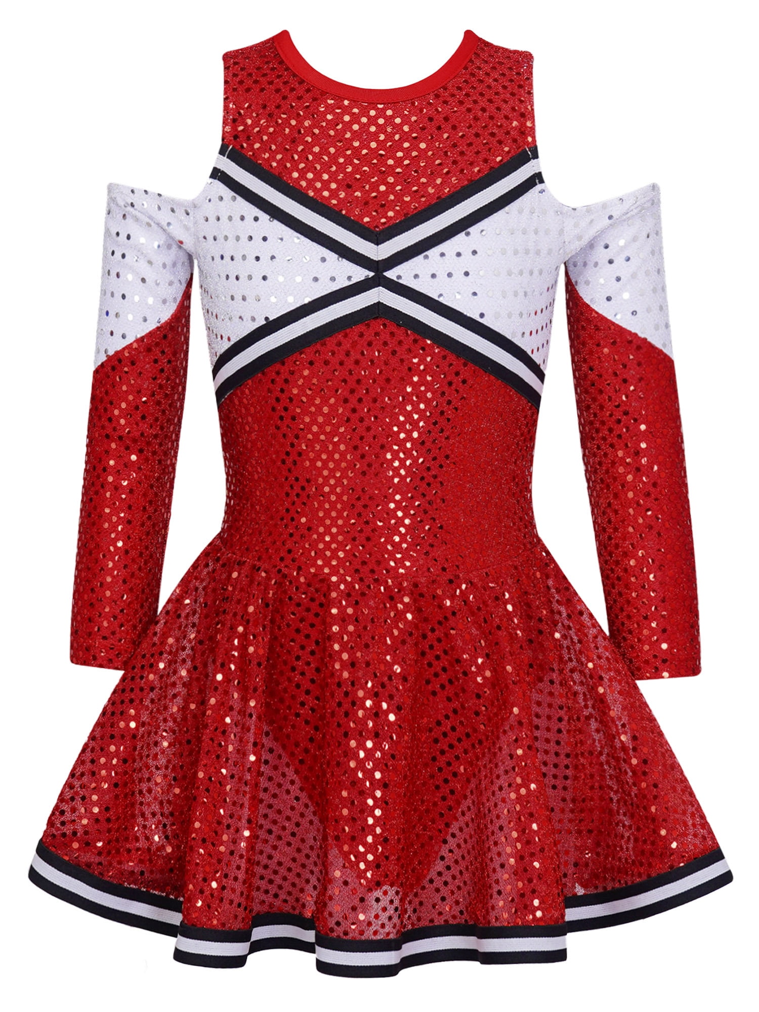 YIZYIF Kids Girls Cheer Uniform Halloween Outfit Cheer Leader Cosplay ...
