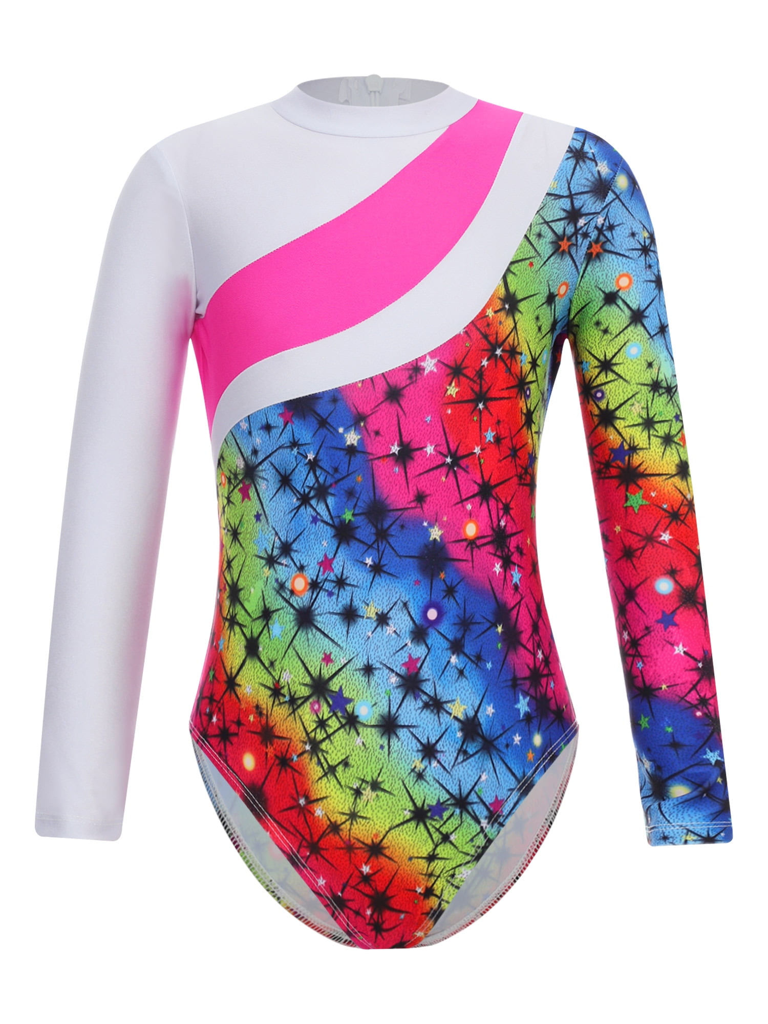 YIZYIF Kids Girls Children Gymnastics Leotard Long Sleeve Holographic ...