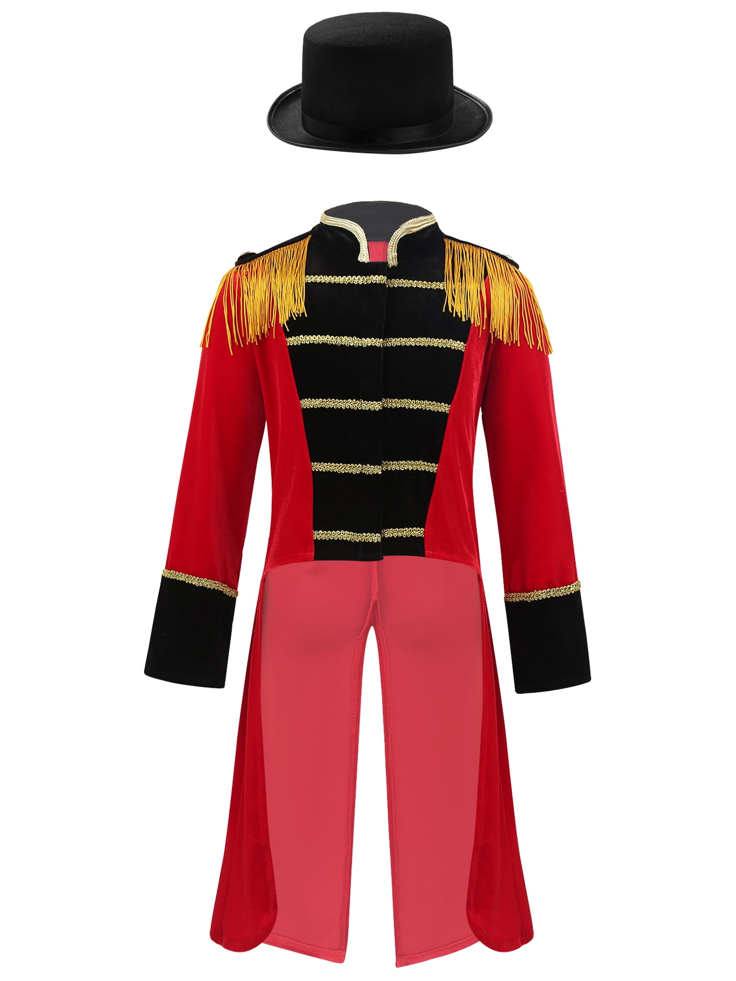 YIZYIF Kids Girls Circus Ringmaster Costume Halloween Dress Up Stage ...