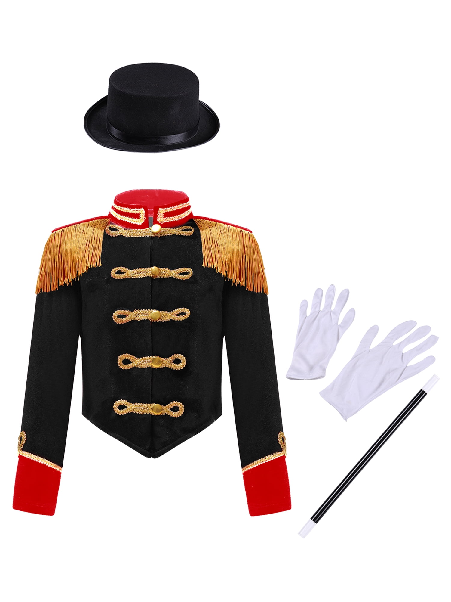 YIZYIF Kids Girls Circus Ringmaster Costume Marching Band Drum Major ...